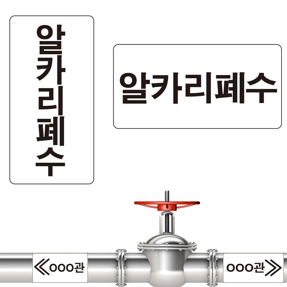 알카리폐수 배관 이름 알림 스티커 방향 화살표 스티커30장 기업스티커 에덴티엠주 보안스티커 산업안전라벨un라벨